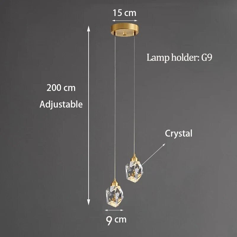 Подвесной хрустальный светильник WHGL i ght для ресторана Double headed, Neutral light, 220v