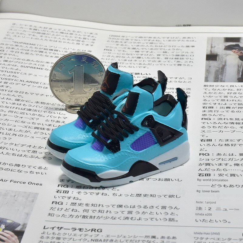 Мини-модель кроссовка Air Jordan 1/6 масштаба, цвет озерный зеленый для настольного декора и брелока