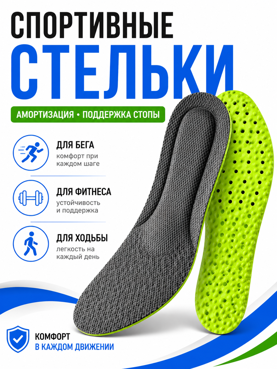 Стельки ортопедические для обуви для кроссовок мужские женские