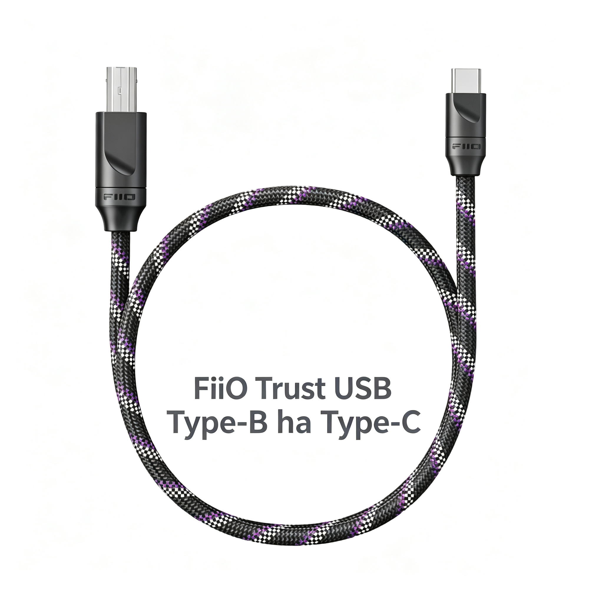 Аудиокабель FiiO Trust USB Type-B на Type-C, посеребренный бескислородный медный провод OFC, HiFi для ЦАП,