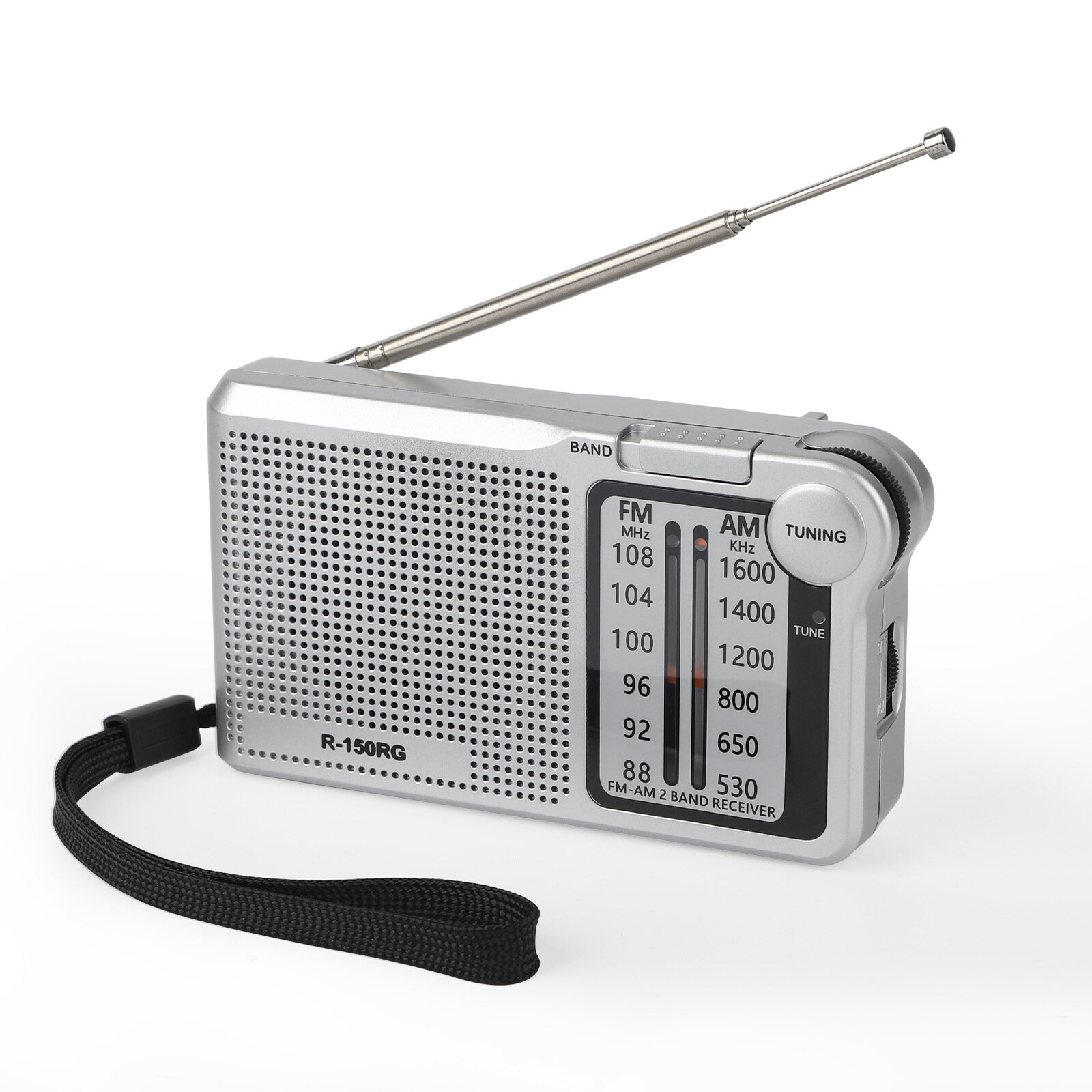 Портативный радиоприемник с двойной полосой FM/AM и ручной настройкой - Серебристый компактный радиоприемник для