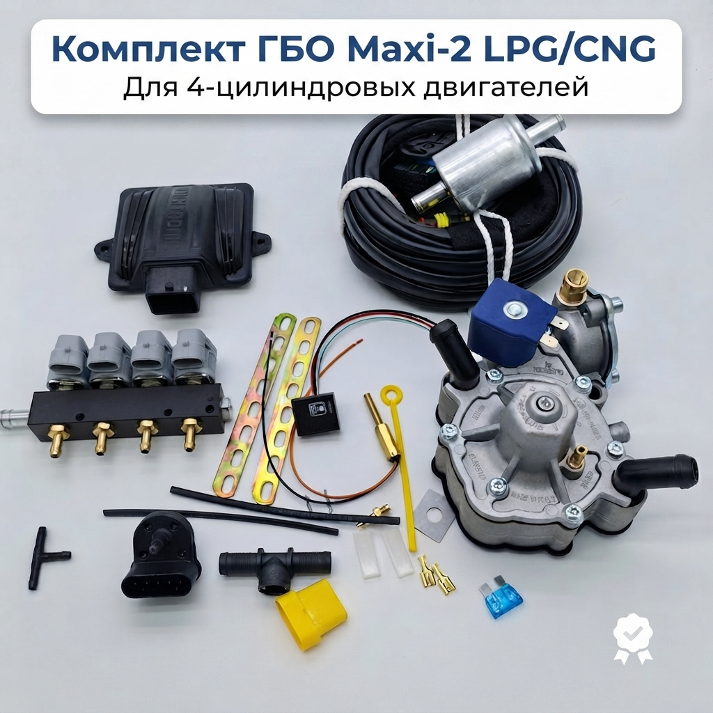 Мини-кит ГБО Digitronic Maxi-2 4 цилиндра подкапотная часть, редуктор + газовые форсунки для LPG CNG