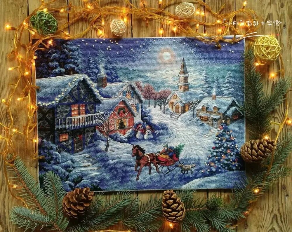 Набор для вышивания Набор для вышивания крестиком-DIMENSIONS 8689, Snowy Night "снежная ночь" Дайкин, 16CT, 28x38cm