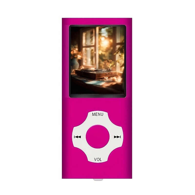 Портативный MP3-плеер с 1.8-дюймовым LED-экраном, проводными наушниками, поддержка видео, записи и электронных книг, розовый