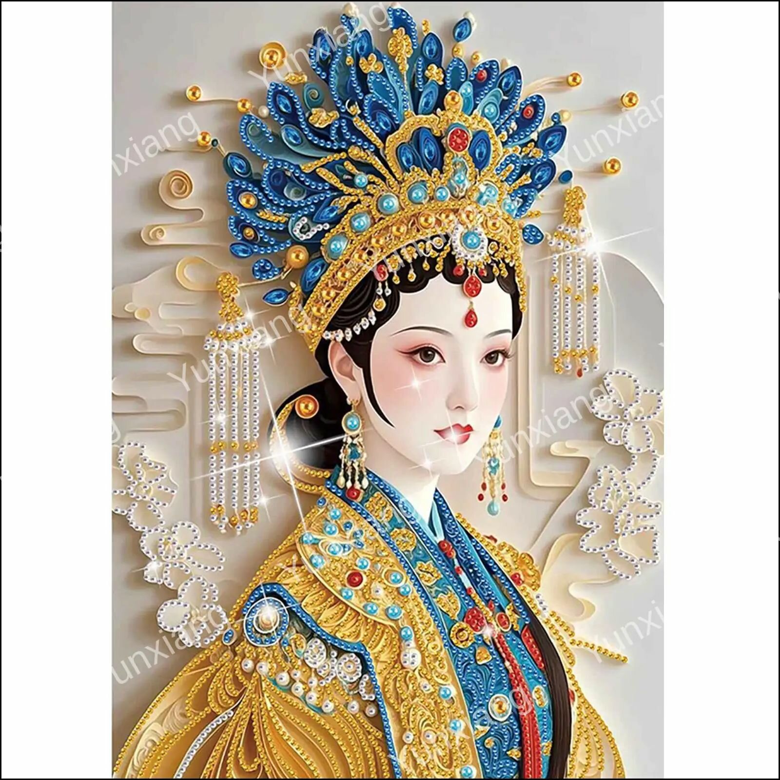 Частичная выкладка стразами Phoenix Crown Lady картина из смолы 30 40 см