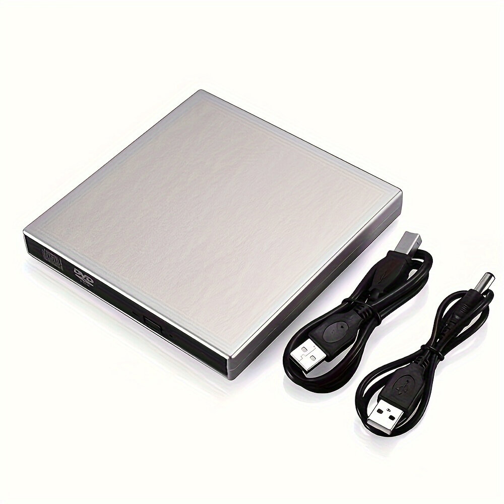Внешний CD/DVD привод USB 2.0, тонкий портативный, для ноутбука и ПК, поддержка Windows 10/8.1/7/XP/Vista, Linux, Mac OS, серебристый