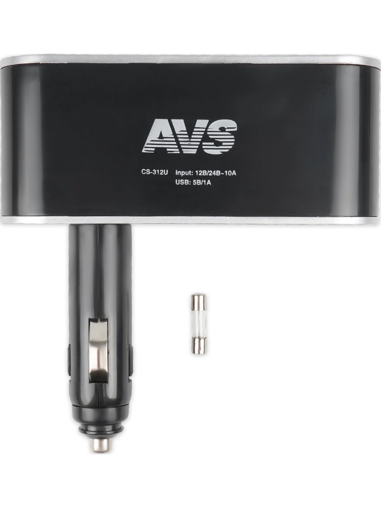 Разветвитель прикуривателя AVS Energy CS312U - 3 выхода, USB-порт, светодиодный индикатор сети, защита от короткого замыкания, надежная фиксация, современный дизайн