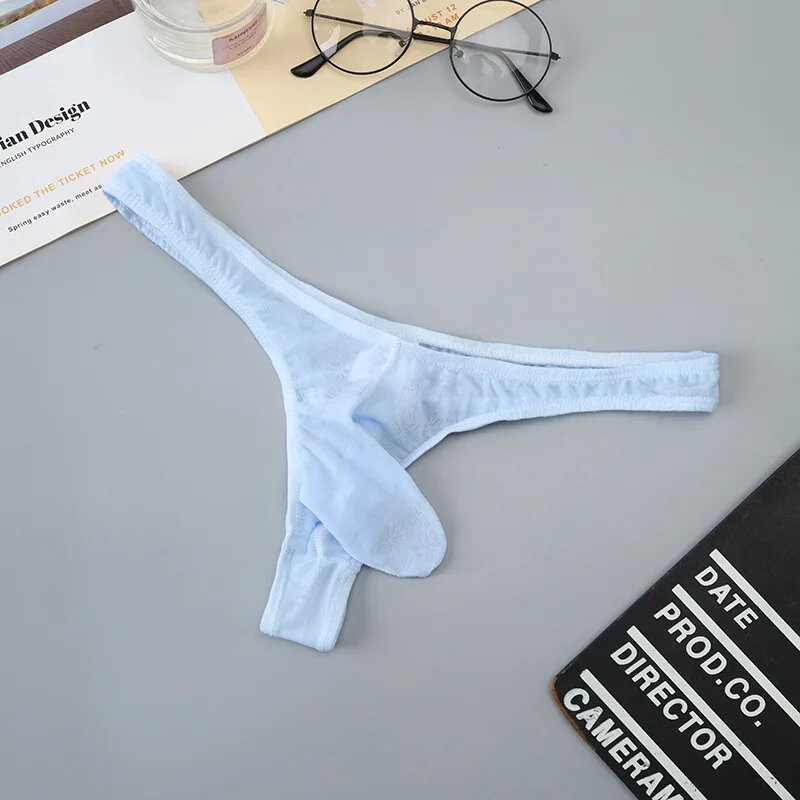 Мужские стринги из ледяного шелка S, Голубой, Sky Blue