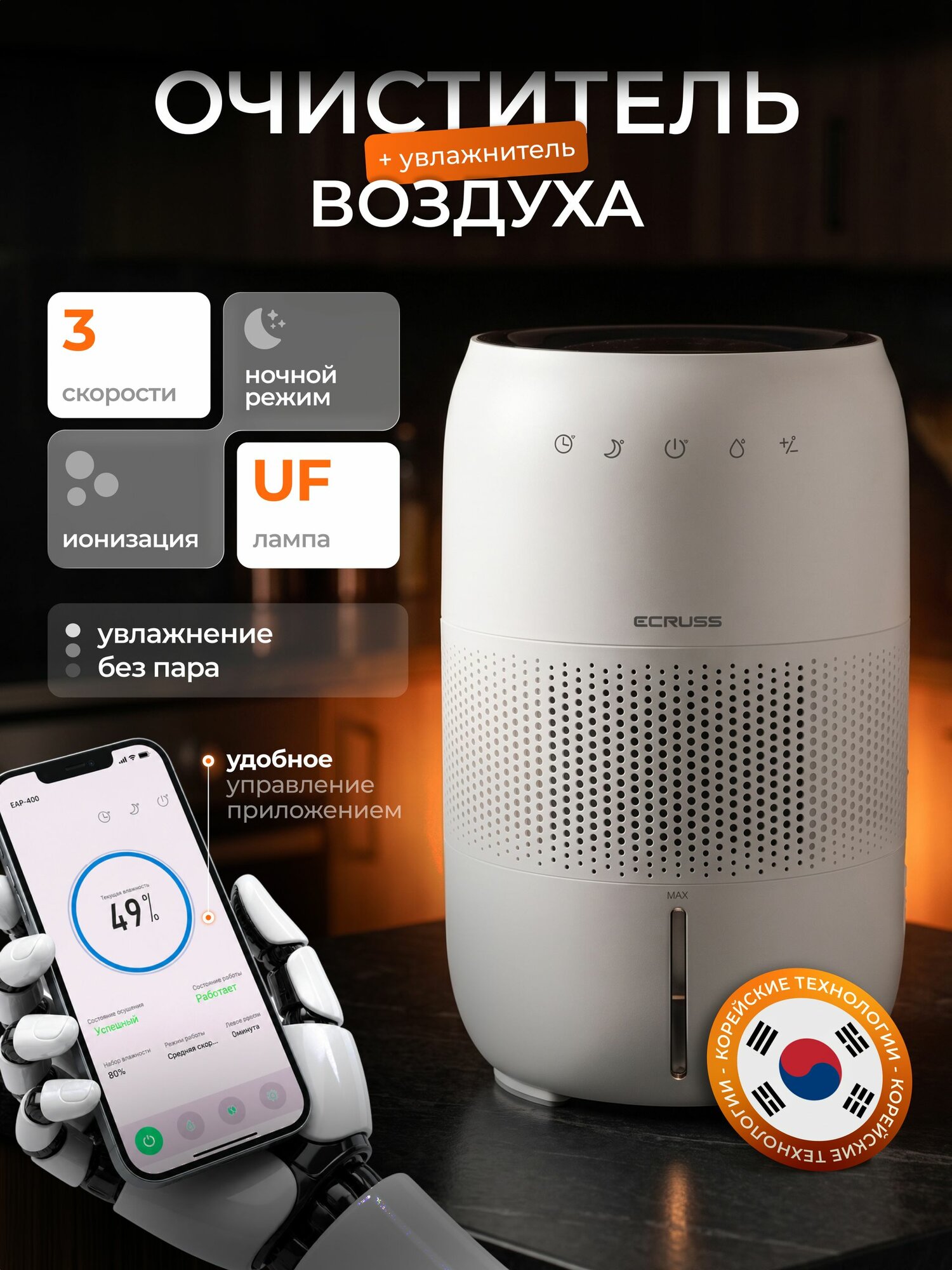 Ecruss Очиститель воздуха увлажнитель