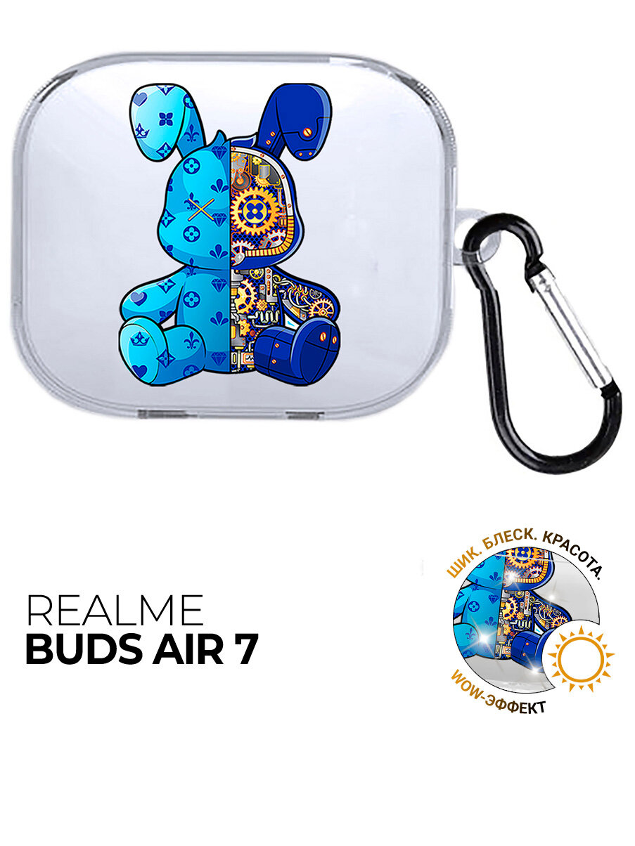 Чехол на Realme Buds Air 7 с принтом Голубой Кролик с механизмом, hst