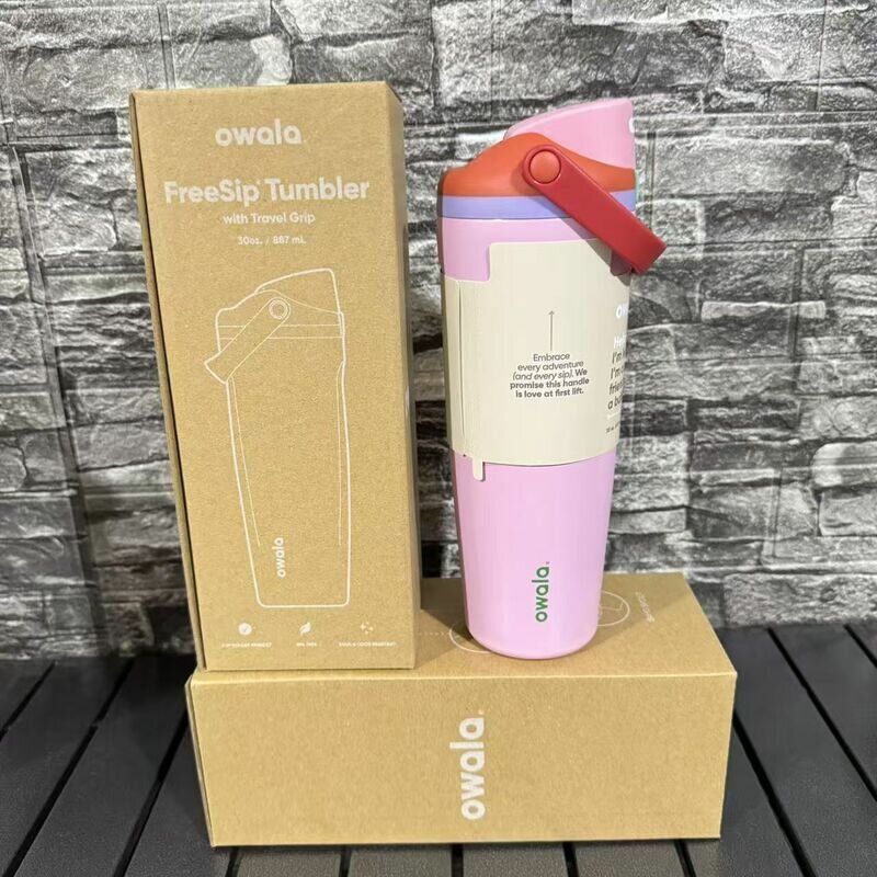 Термокружка Owala FreeSip 30oz изолированная бутылка для воды коралловая