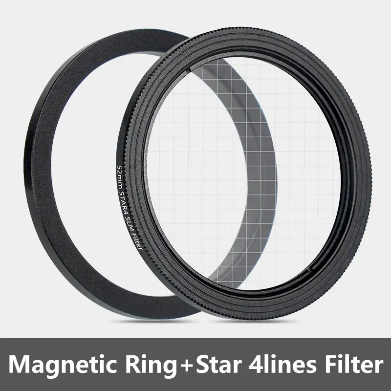 NiYi магнитный фильтр UV ND8 ND64 CPL Starlight Streak 52/58/67/77 мм Черный, 52 мм, Star 4Lines