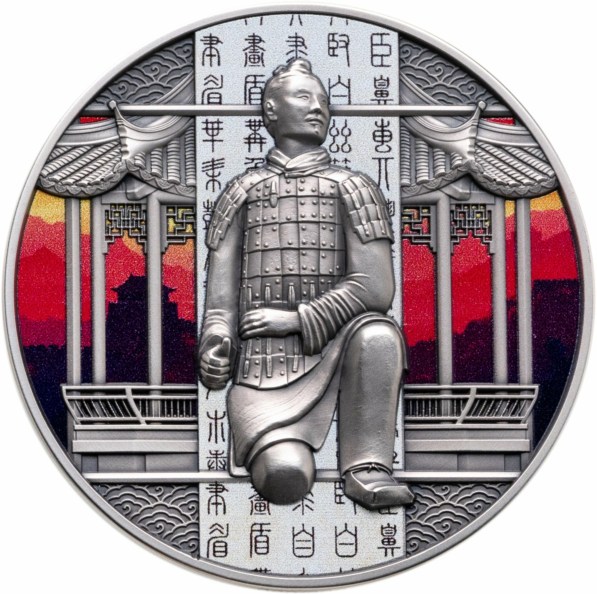 Камерун 2000 франков 2025 "Китайская цивилизация" в футляре с сертификатом, Серебро 999, в сохранности UNC