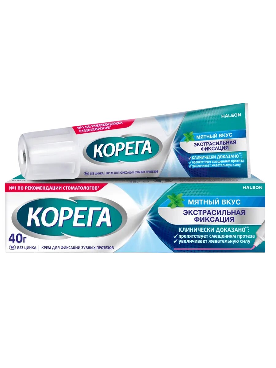 Корега крем для фиксации зубных протезов мятный вкус 40 мл 1 шт