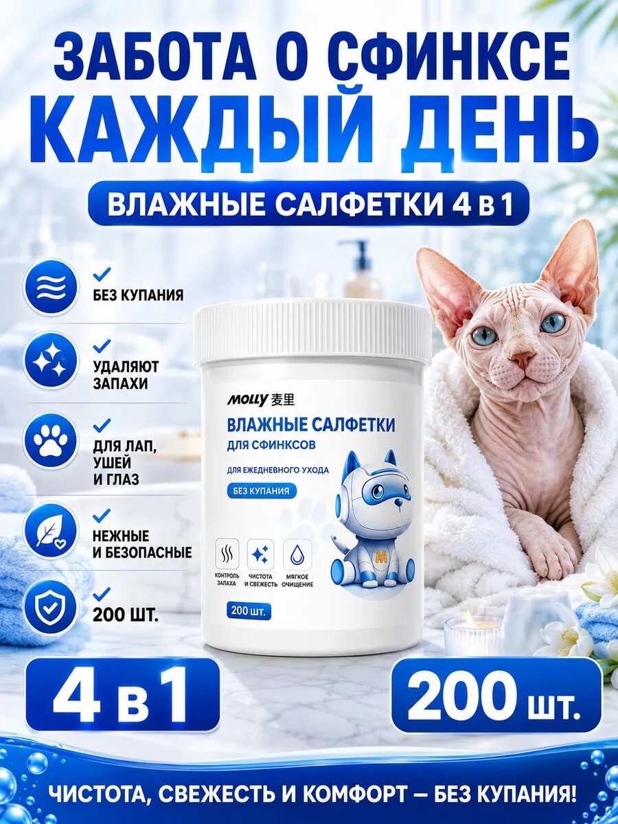 Салфетки для уборки сфинксов влажные