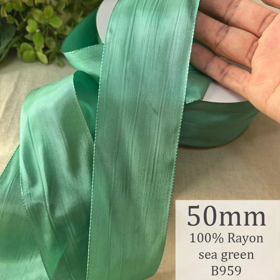 Винтажная вискозная лента B959 sea green