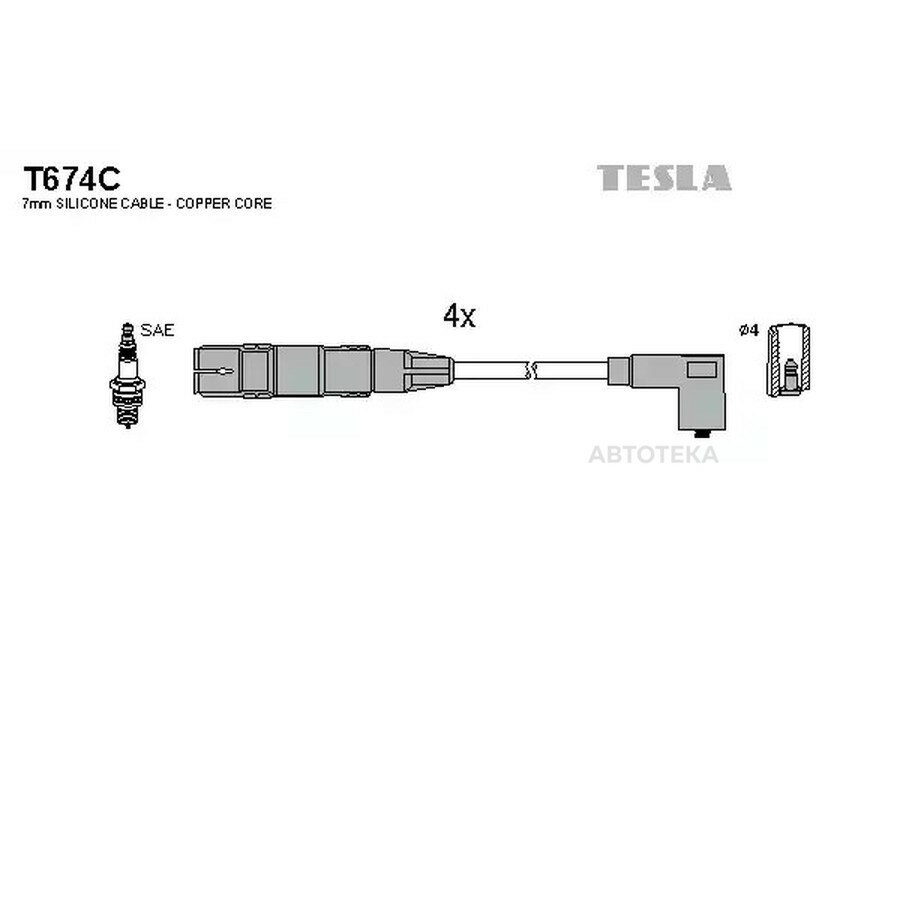 Провода высоковольтные комплект Audi A3/4 / Skoda Octavia 1.6L 1994 - 2007 TESLA T674C
