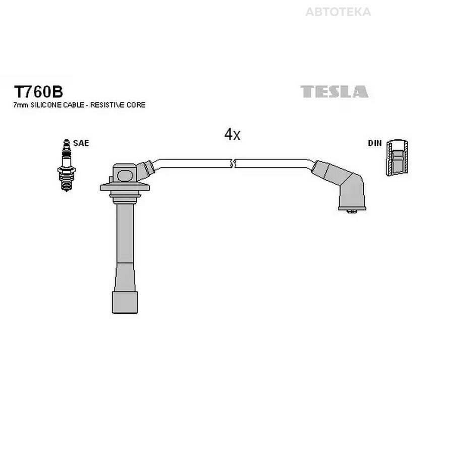 Провода высоковольтные комплект Mazda 626 IV 1.8/2.0L 1991 - 1997 TESLA T760B
