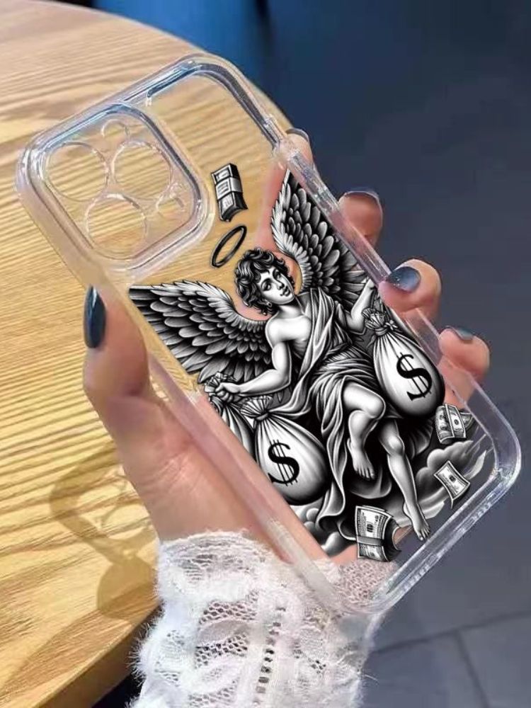 Чехол на айфон 13 про макс / IPHONE 13 PRO MAX белый с принтом Money Angel противоударный