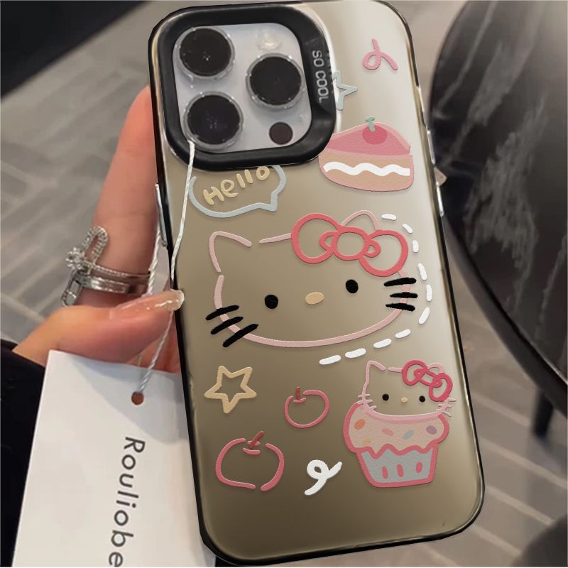 Чехол на Айфон 15 / iPhone 15 белый Hello Kitty Сладкие Декорации Ударопрочный