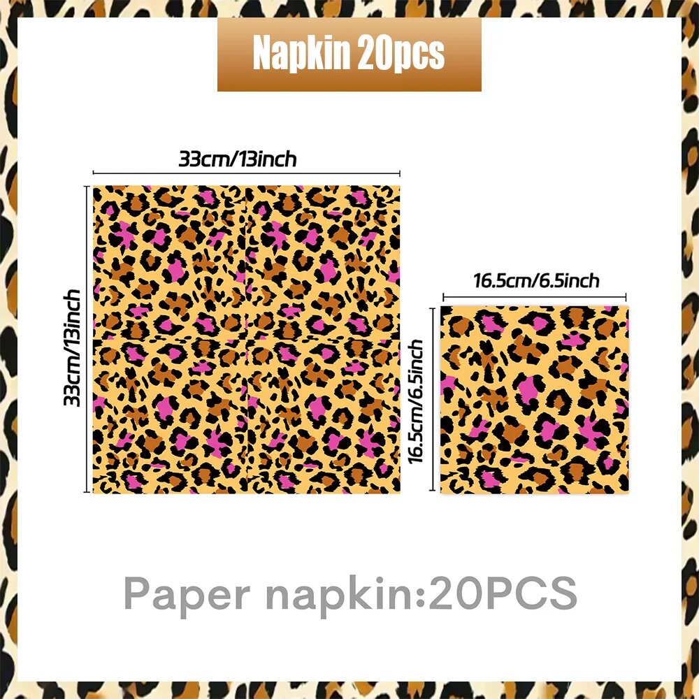 Леопардовый набор для детской вечеринки napkin 20pcs