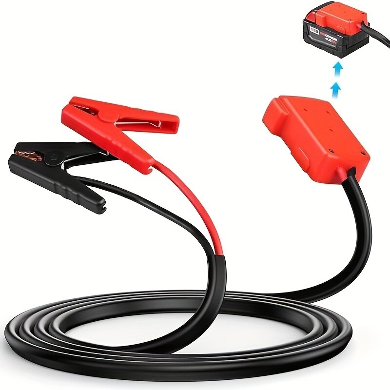 Кабель для прикуривания автомобиля 8 AWG, длина 1 м, красные зажимы и черные провода, совместимость с 12В/24В/36В, металлические зажимы, без аккумулятора
