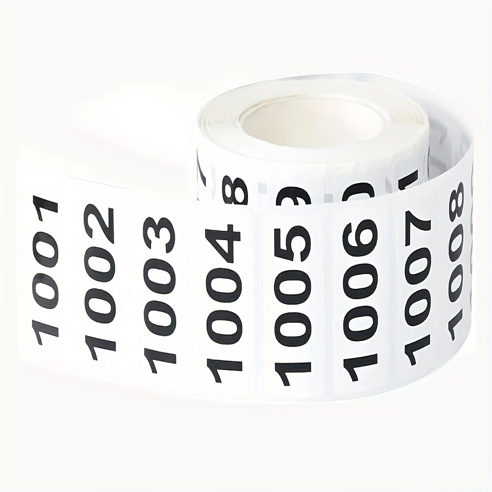 Самоклеящиеся нумерованные наклейки 1001–2000, белые, 1,6×0,8 дюйма, для хранения и маркировки коробок