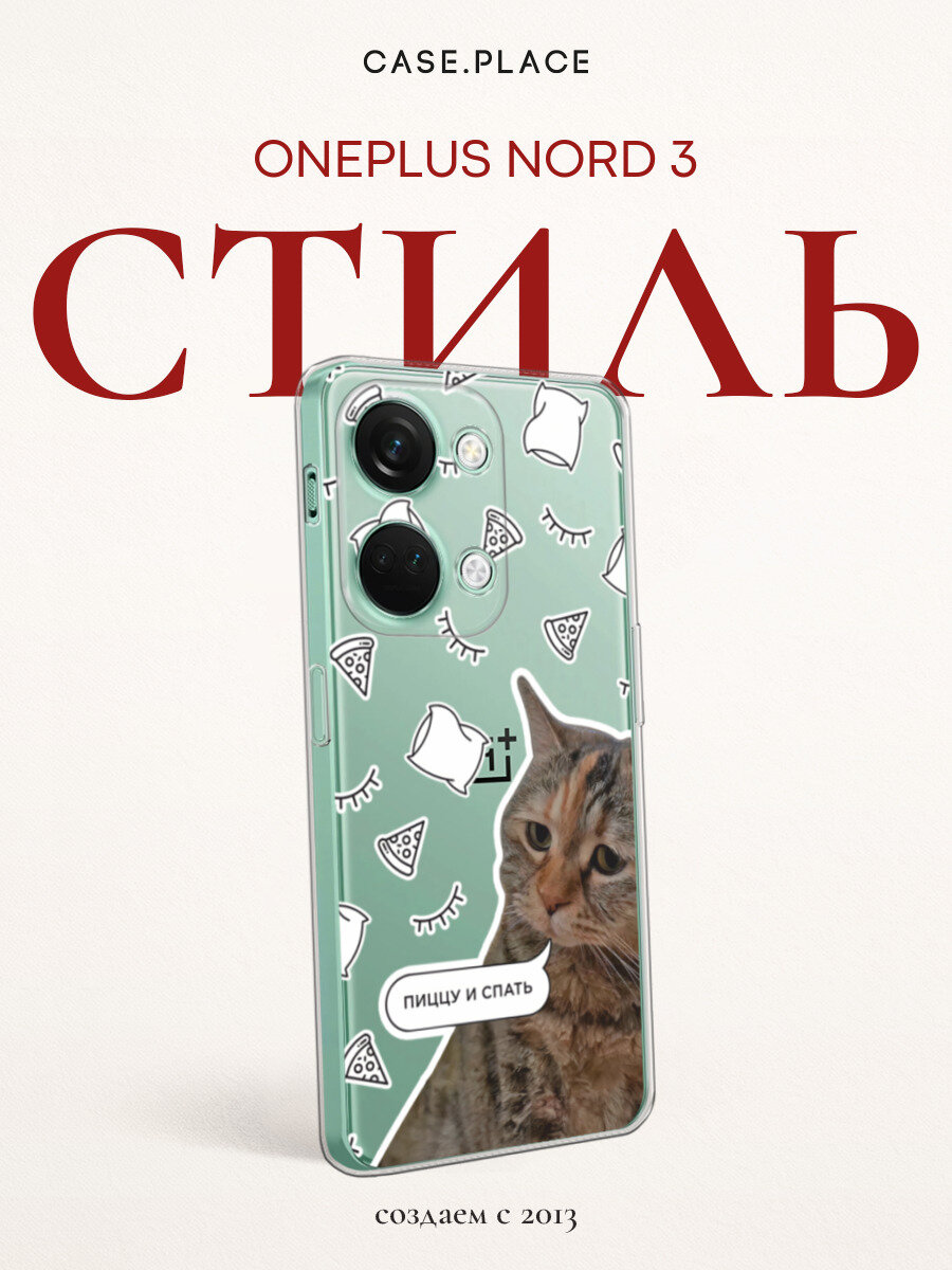 Чехол на OnePlus Nord 3 / Ван Плас Норд 3 с принтом Кот парный, прозрачный