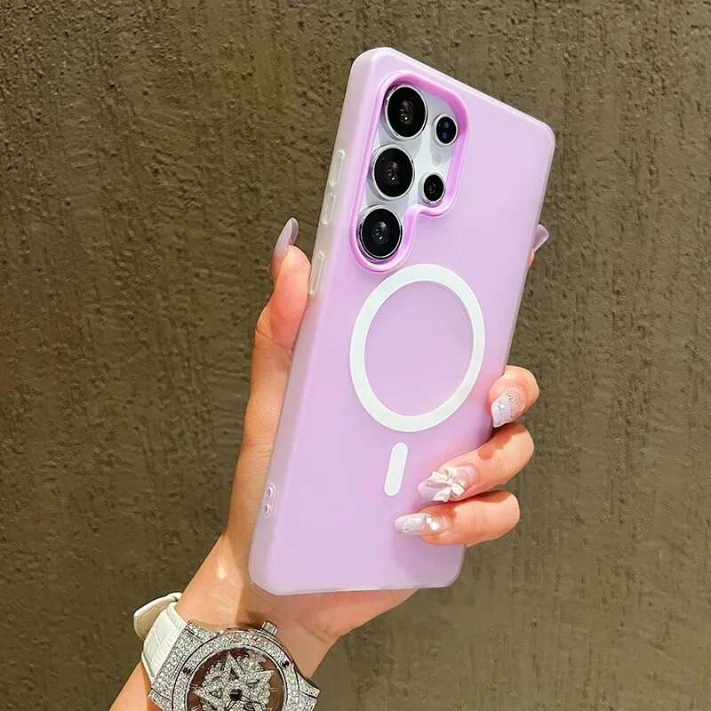 Матовый Магнитный Чехол Для Samsung Galaxy S26 S24 S25 Edge Ultra S23 Galaxy A17, Фиолетовый, Purple