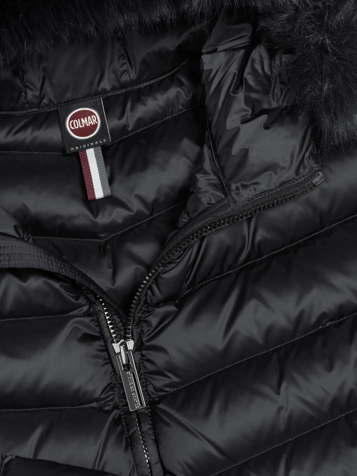 Куртка Colmar Faux-fur trim quilted jacket, размер 46 IT, черный — фото 1