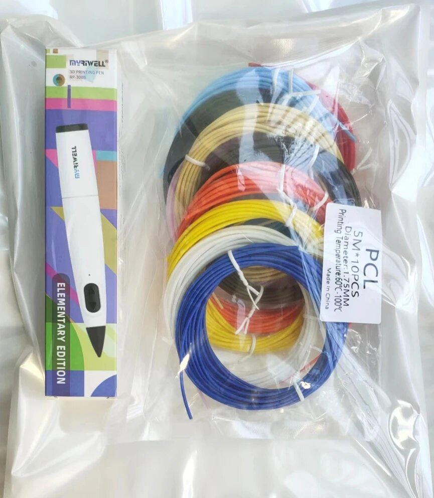 Myrivell 3D-ручка RP300B белая Pen add filament 50M