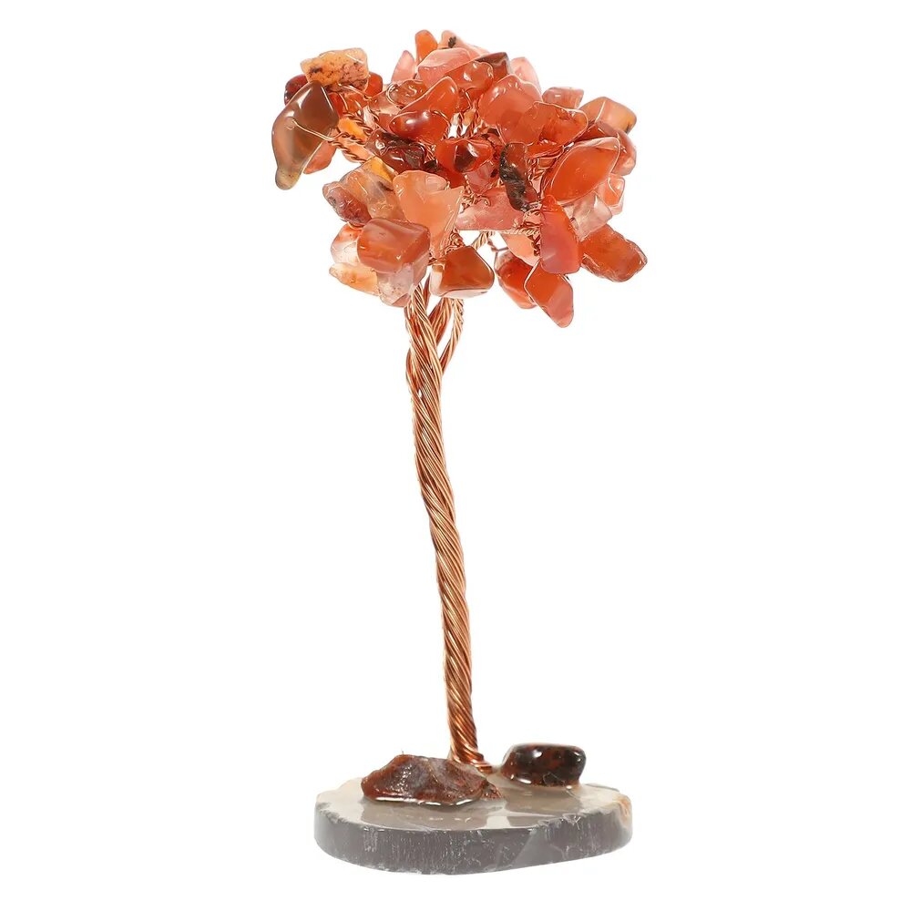 Небольшое кристальное дерево из металла и разноцветного хрусталя для настольного декора