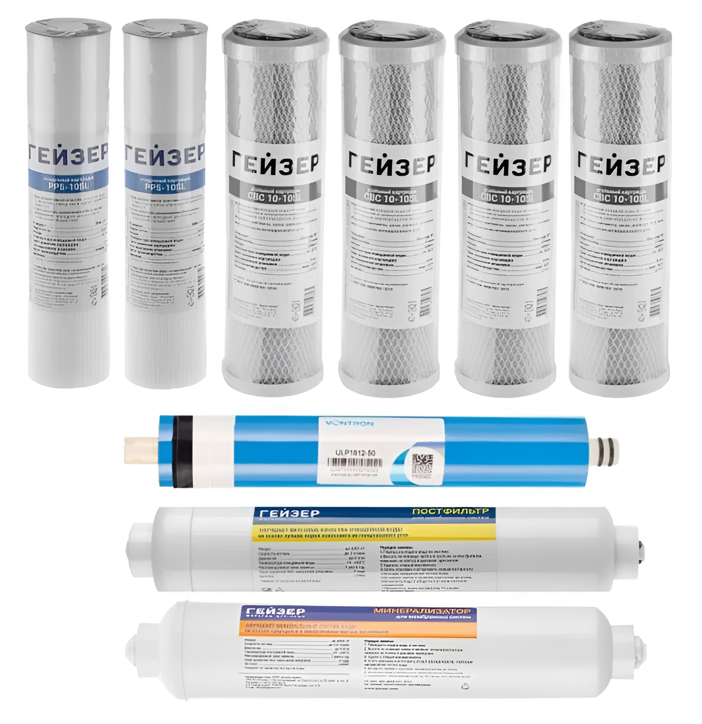Комплект картриджей для систем обратного осмоса с минерализацией на год (9 предметов)