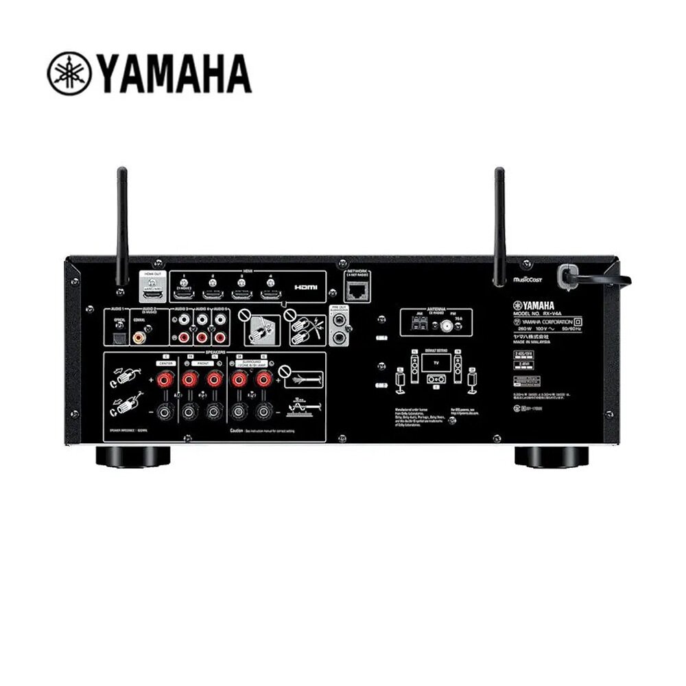 AV-ресивер Yamaha RX-V4A, 80W, 4K, HDMI, Bluetooth, AirPlay, черный