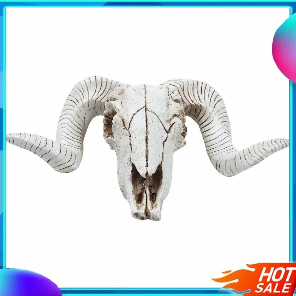 Настенная скульптура голова овцы с рогами, 3D фигура из смолы для декора интерьера