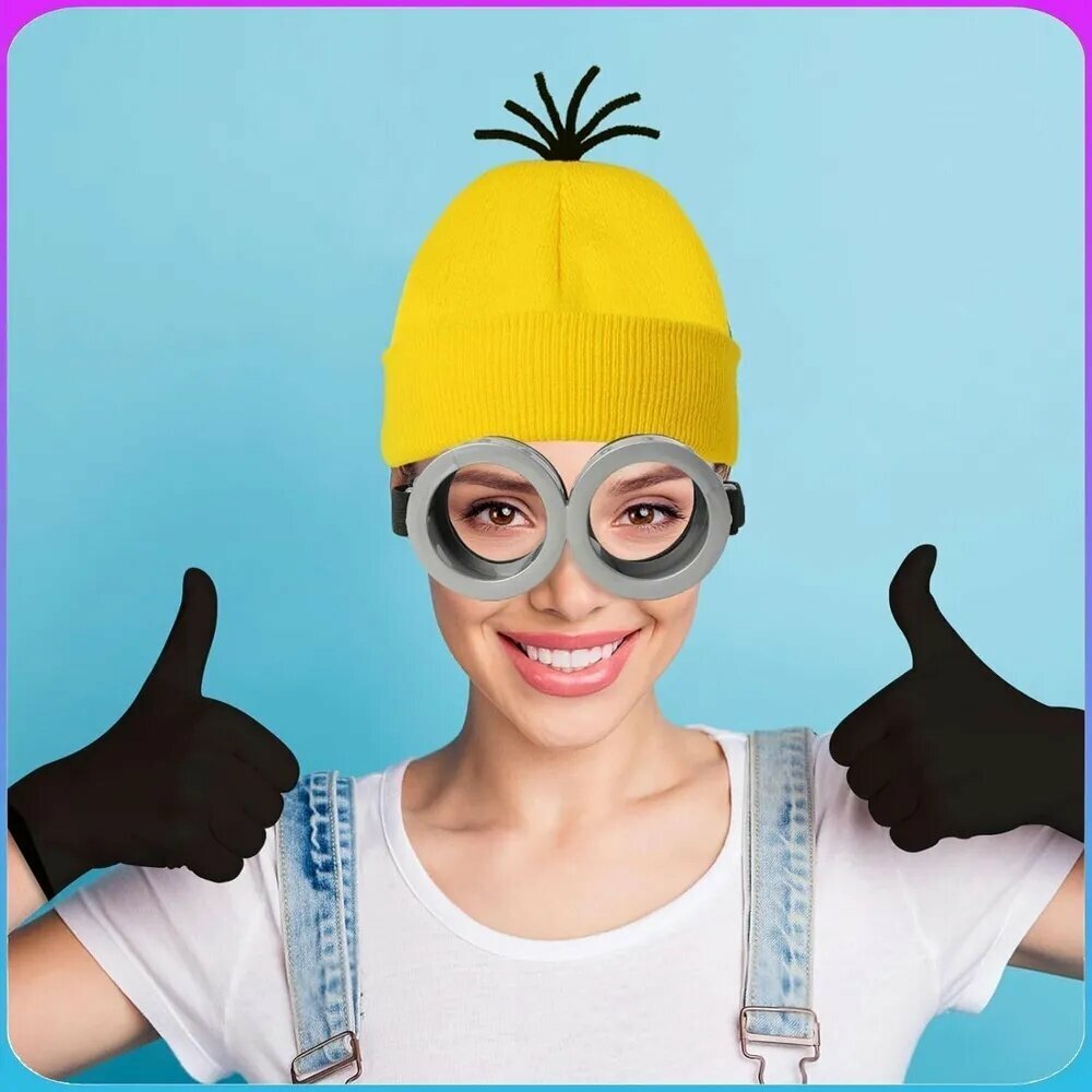 Костюм миньона из 3 предметов: шапка очки перчатки для вечеринки и карнавала