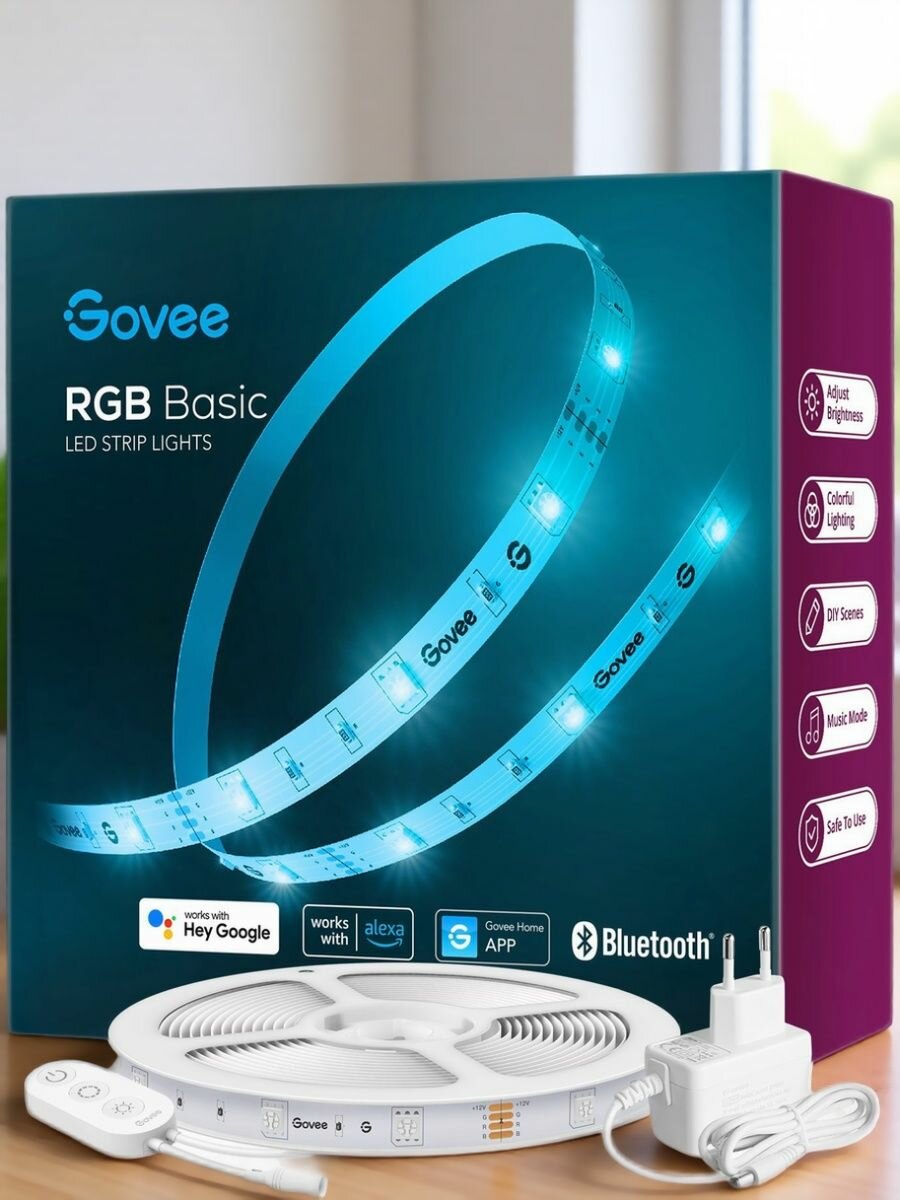 Cветодиодная лента RGB Govee Smart LED Strip H615A3A3, умная LED подсветка 5 метров