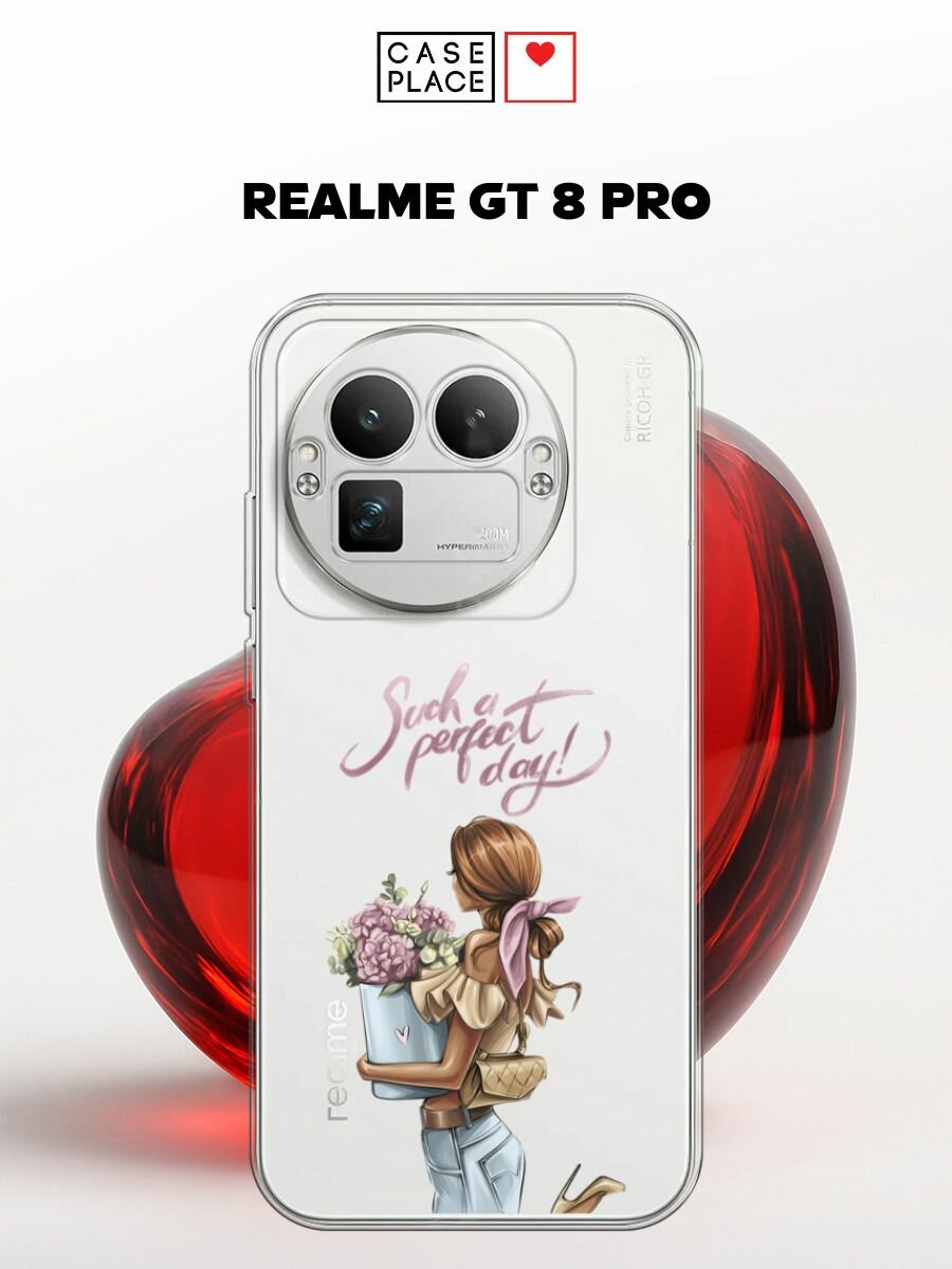 Чехол на Realme GT 8 Pro / Реалми GT 8 Про с принтом Девушка с букетом