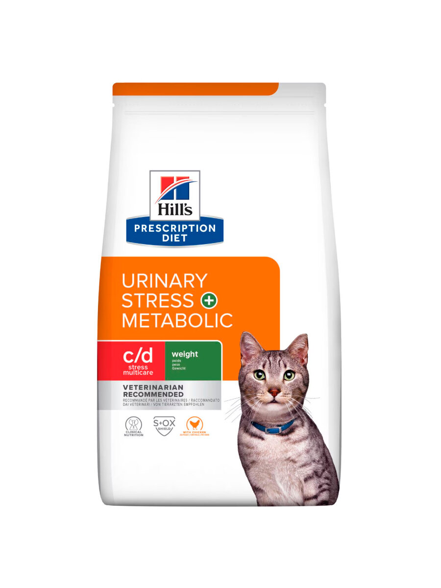 Сухой диетический корм для кошек Hill's Prescription Diet c/d Multicare Stress+Metabolic, курица, 3 кг