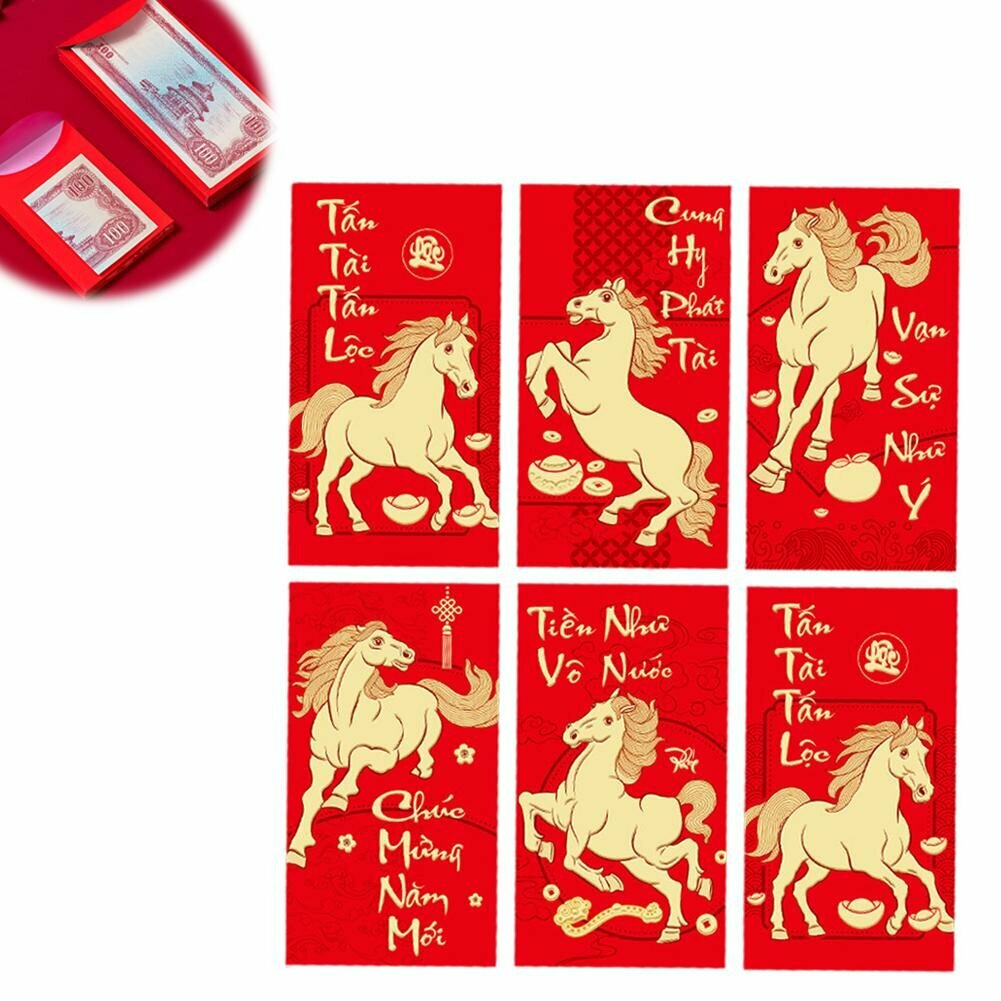 Красные конверты на Китайский Новый год 2026, конверты для денег, счастливый красный конверт Хунбао для Праздника Весны и Лошади