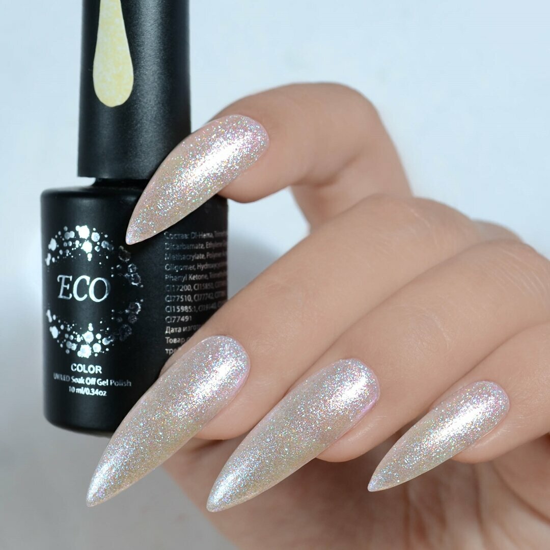 Гель-лак ECO Professional №81 "Эффект русалка", с блестками, голубой хамелеон, для УФ/LED лампы