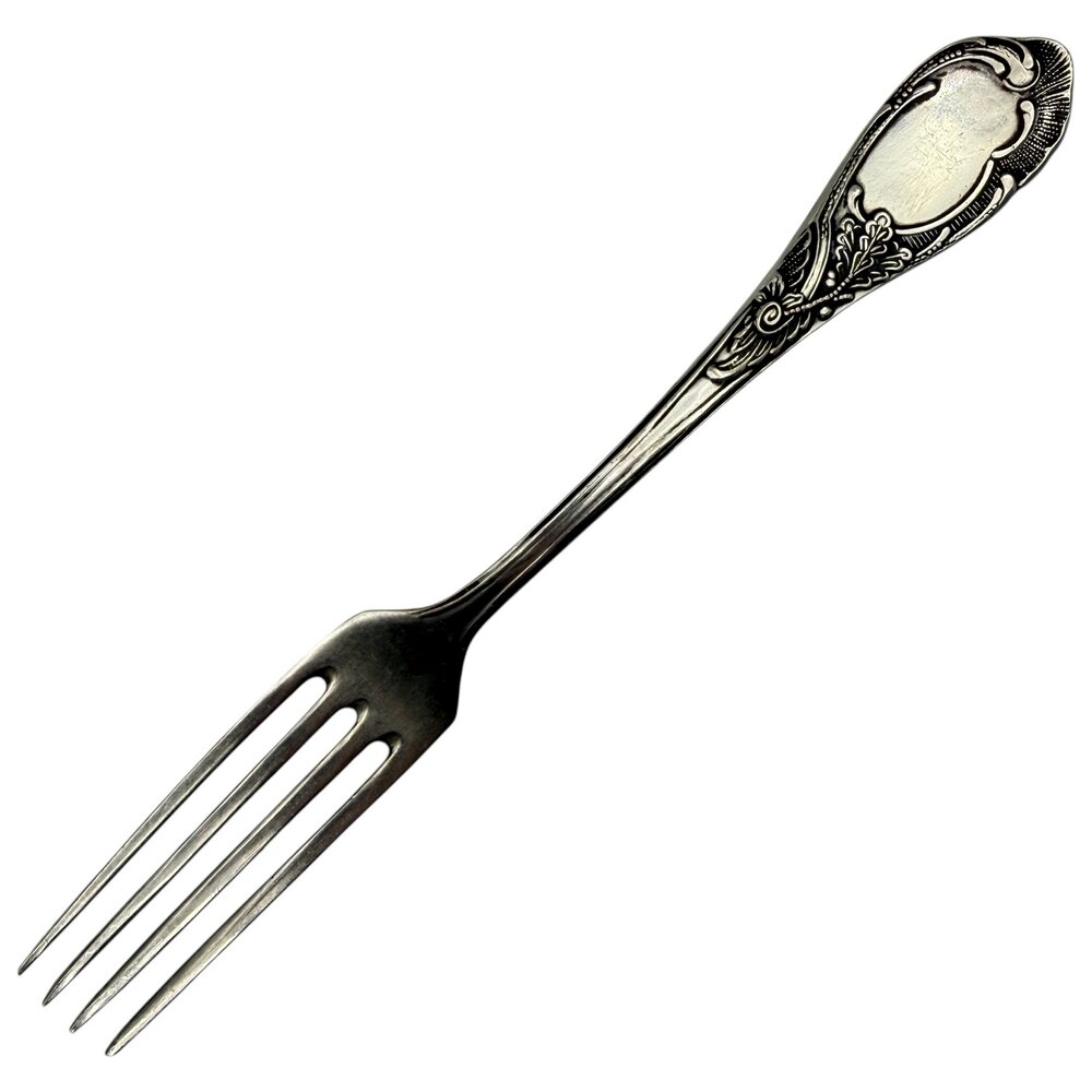 Вилка десертная "Дубок", 17.5 см, мельхиор, ченение, 1960-1970 гг, Киев, СССР