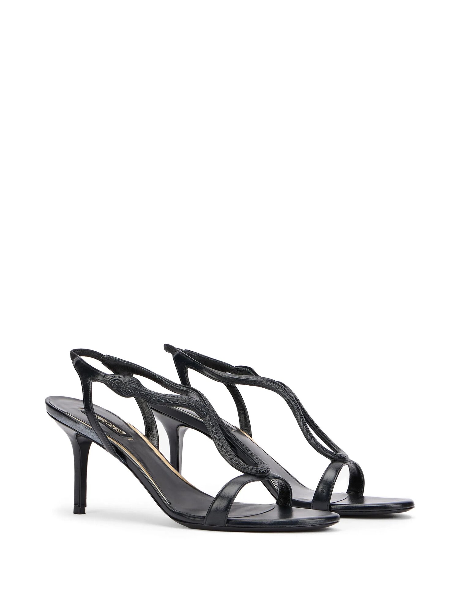 Босоножки Roberto Cavalli T-strap sandals, размер 40, черный — фото 1