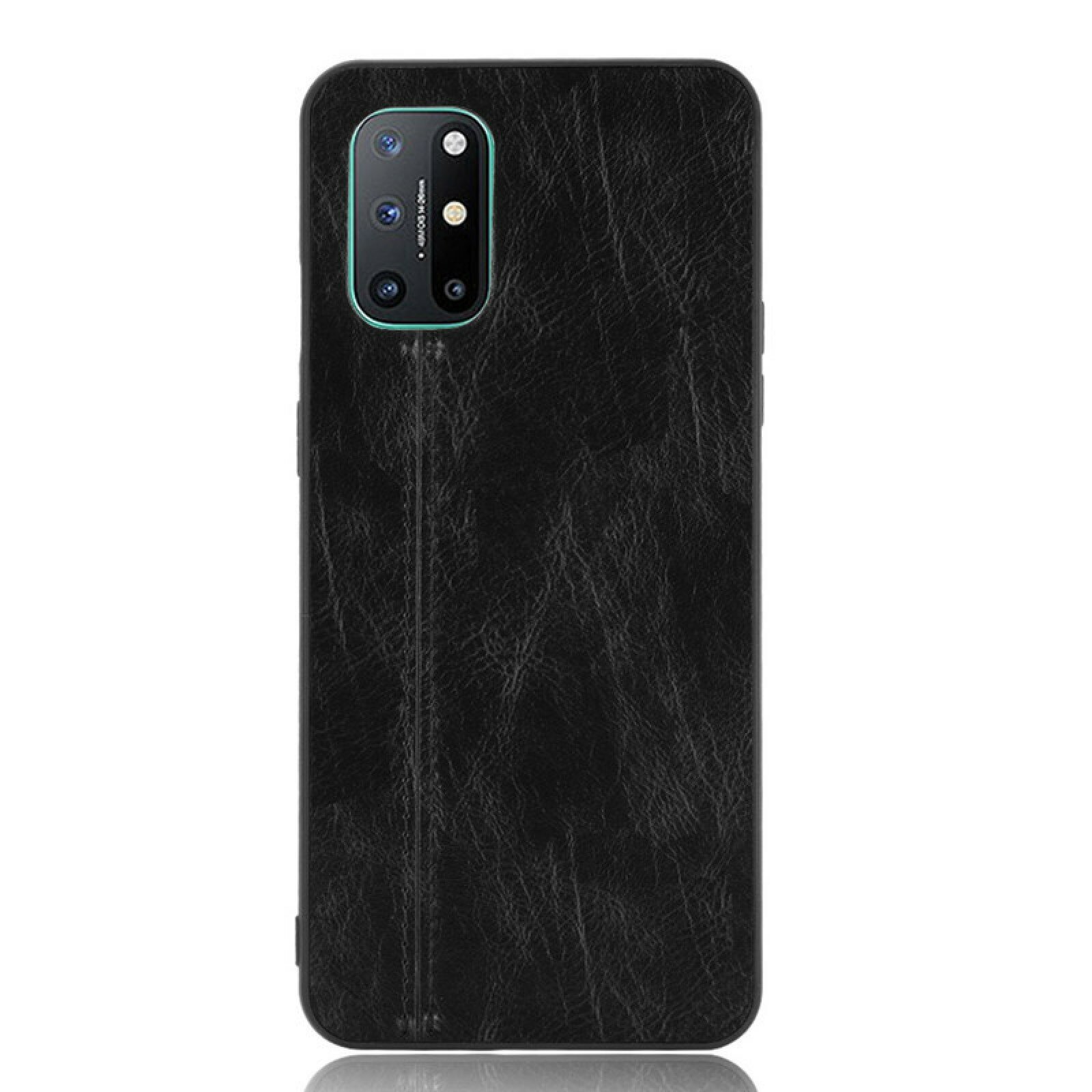Чехол-накладка MyPads для OnePlus 8T из износостойкого силикона с тиснением под кожу черный
