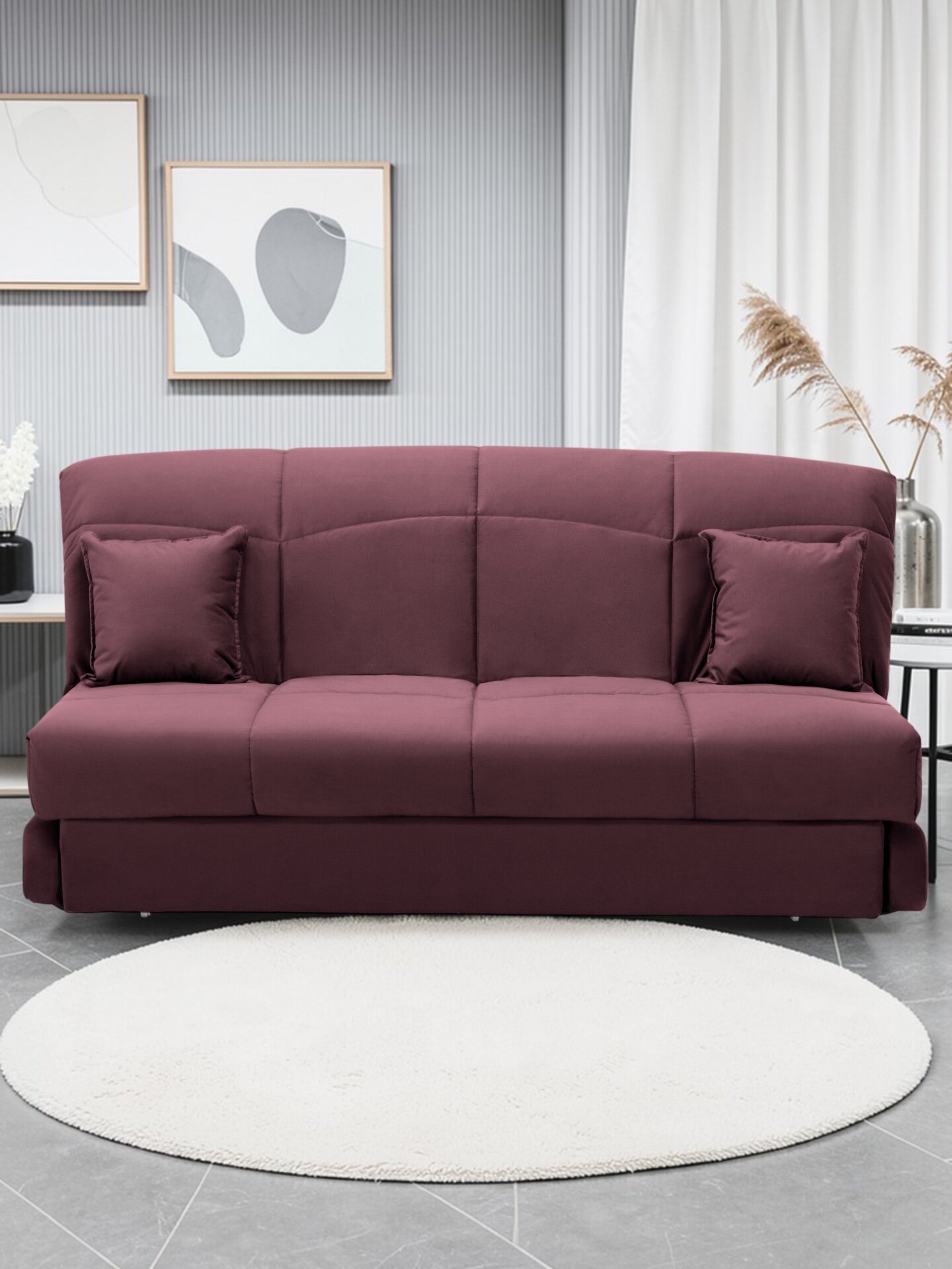 Диван Юпитер Velutto 15 NOW 185x115x95 см, бордовый Велютто, аккордеон Дом мебели для вас