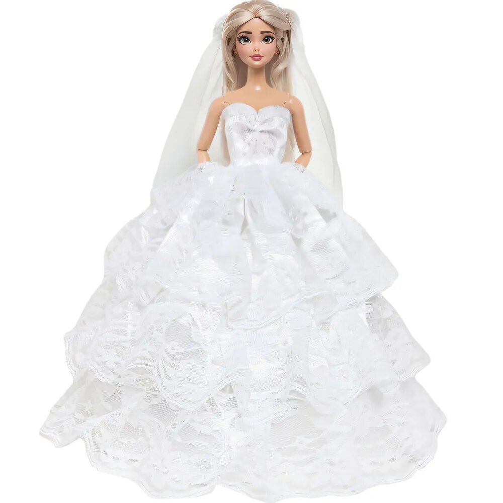 Набор одежды для куклы барби, Свадьба Модница невесты Одежда + Фата для кукол 29-30см аксессуары платья