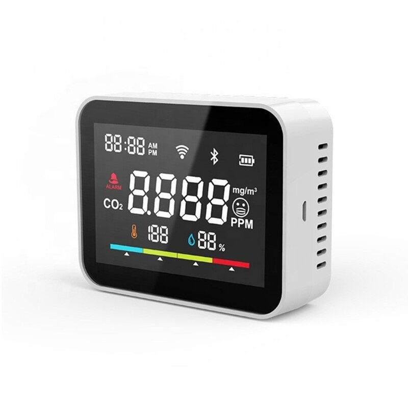Автоматический Детектор Сигнализации Анализатор Температуры Влажности Tuya WiFi CO2 Метр Монитор Качества Воздуха Тестер Анализа в реальном времени