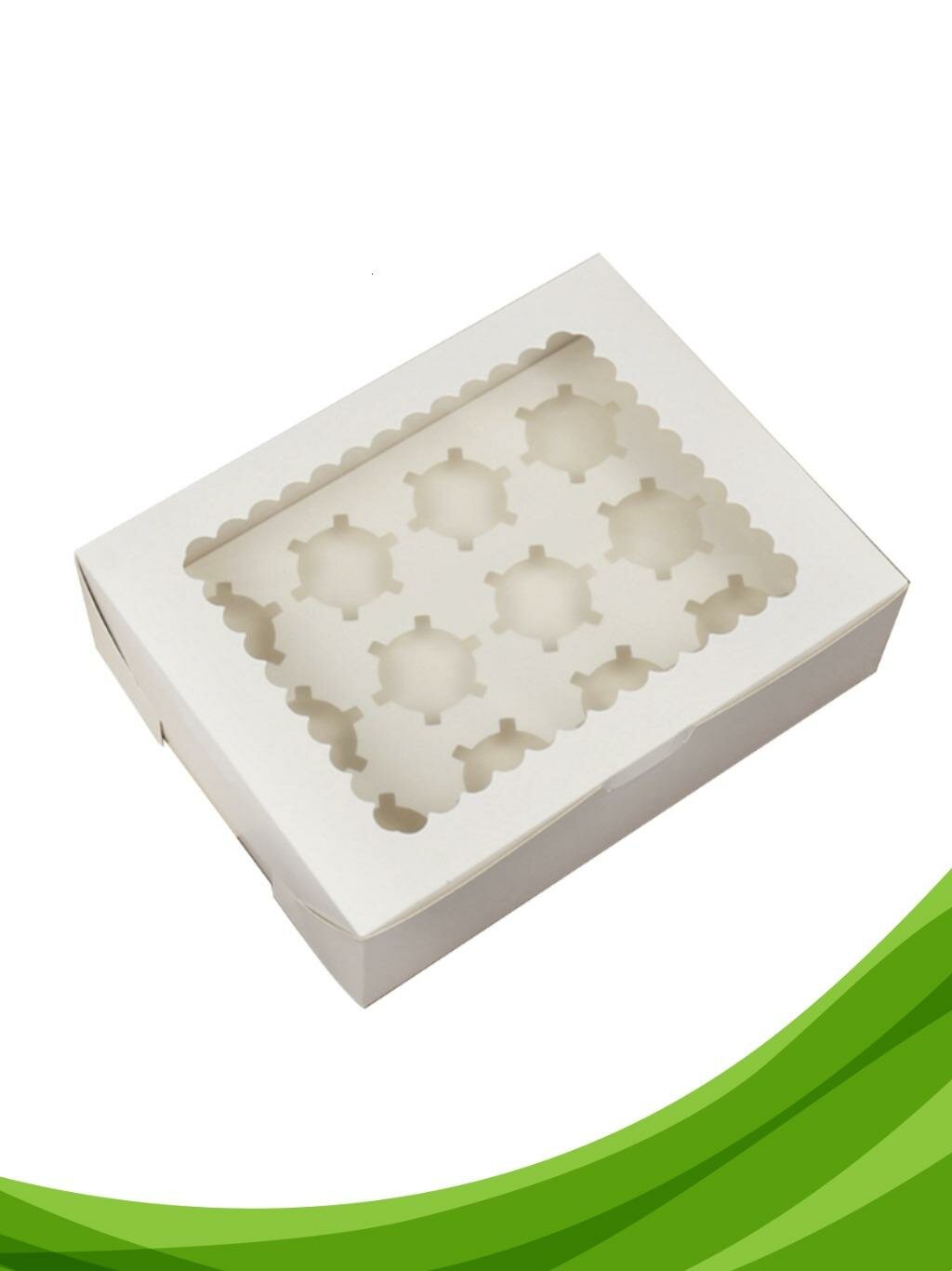 5 бумажных коробок для кексов, 12 капсул