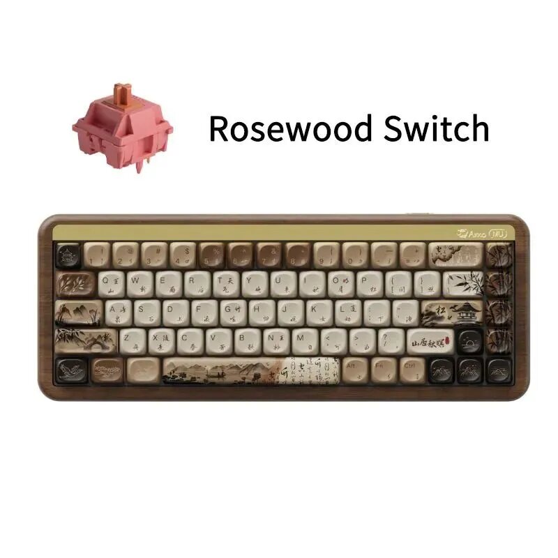 Игровая клавиатура беспроводная MU01 Mountain Seclusion Rosewood Switch, (Akko Rosewood), Английская раскладка, белый