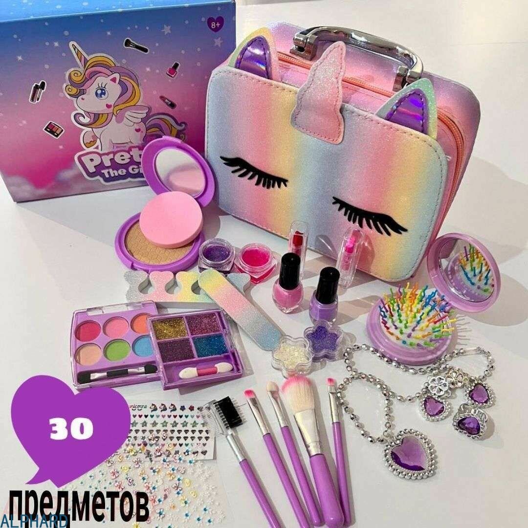 Набор детской декоративной косметики для девочки в чемодане 30 предметов, единорог